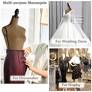 HOMBOUR Dress Form Mannequin Torso, Female Sewing Manikin Body, Pinnable Dressmaker Form with Wooden Tripod Base Stand for Display, Clothing Design, Dark Brown