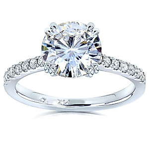 Kobelli Moissanite and Lab Grown Diamond Engagement Ring 1 3/4 CTW 14k White Gold (GH/VS, DEF/VS), 7.5