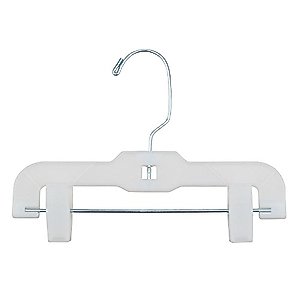 NAHANCO 1610PCLH Plastic Baby/Infant Size Skirt/Pant Hangers, Long Metal Swivel Hook and Plastic Pinch Clips, Heavy Weight, 9", White (Pack of 100)