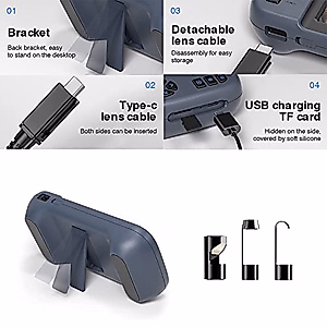 BAIYITONGDA Endoscopio Industrial de Doble lente de alta definición en la Mano, Cámara de endoscopio de tubería de 8 mm con pantalla de 4,5 pulgadas, endoscopio de inspección del Motor,5m