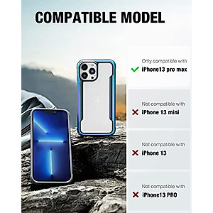 RAPTIC Shield for iPhone 13 Pro Max Case, Shockproof Protective Clear Case, Military 10ft Drop Tested, Durable Aluminum Frame, Anti-Yellowing Technology Case for iPhone 13 Pro Max, Iridescent