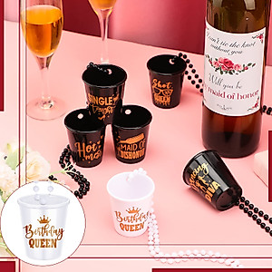 Janmercy 12 Pieces Shot Glass Beaded Necklaces Birthday Party Shot Necklace Cups Funny Birthday Naughty Plastic Shot Glasses Necklace for Birthday Women Girls Wedding Party Supplies