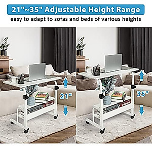 Computer-Desk Office-Desk, Small-Folding Gaming-Laptop Home-Office Desks for Small Spaces, Writing Study Desk Table with Storage for Home Bedroom, Adjustable Height 32×16×25-36 inches (White)