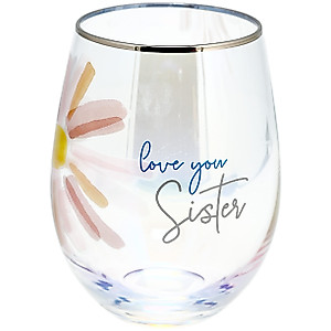 Pavilion - 18 oz Iridescent Stemless Wine Glass - Love You Sister