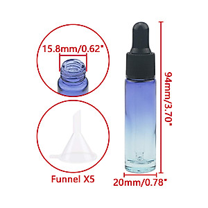 Ellbest 10pcs 10ml Dropper Glass Bottles Reusable Blue Gradient Dropper Bottles with Eye Dropper, perfect for Carrying Outside