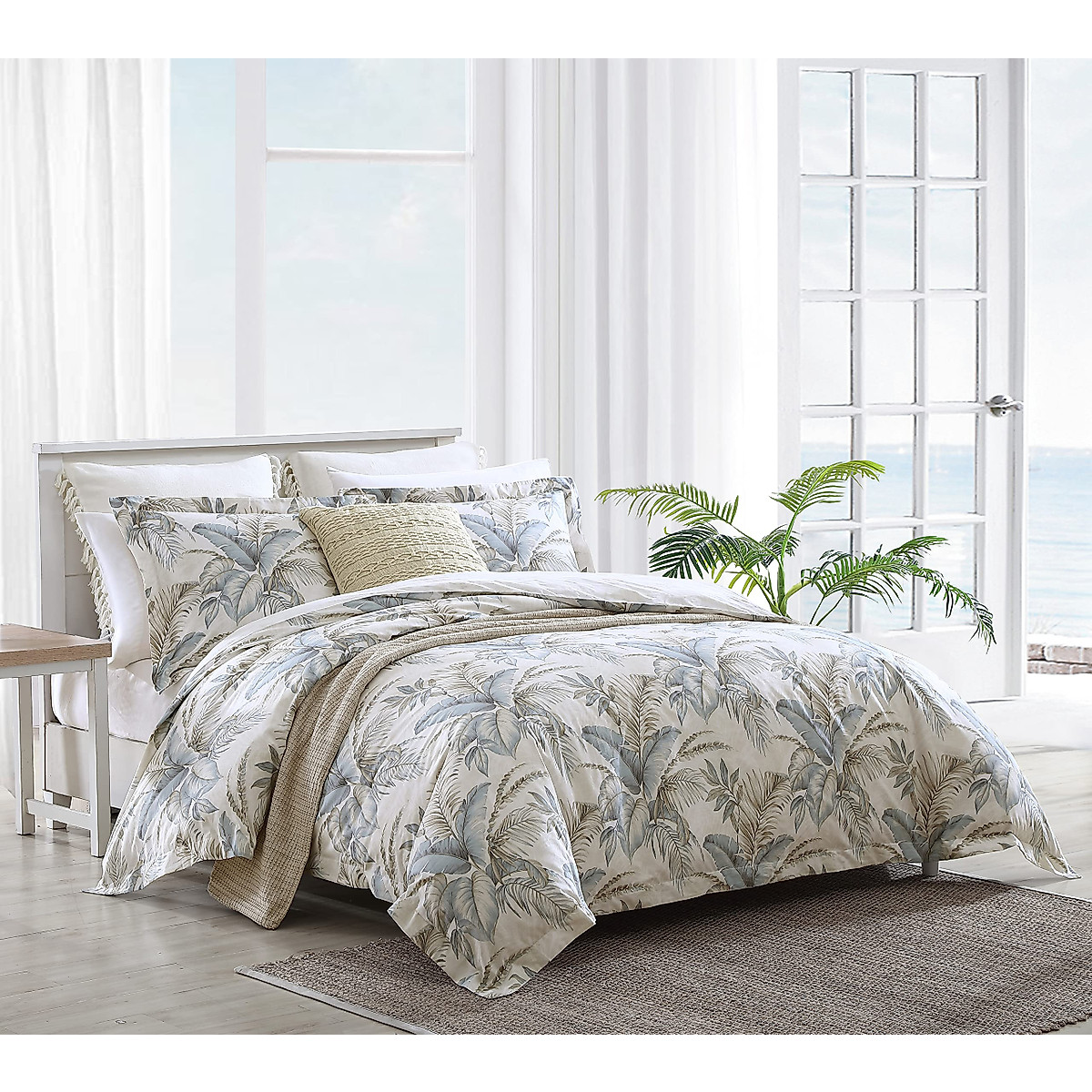 Tommy Bahama - King Comforter Set, Reversible Cotton Bedding with Matching Shams, All Season Home Decor (Bakers Bluff Blue, King)