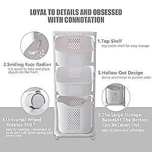 3 Tier Sorter Clothes Storage Organizer Rolling Cart Shelf Laundry Hamper Basket Bathroom Multi-layer Clothes Storage Basket Simple Storage Shelf Kitchen Shelf Fruit Stand