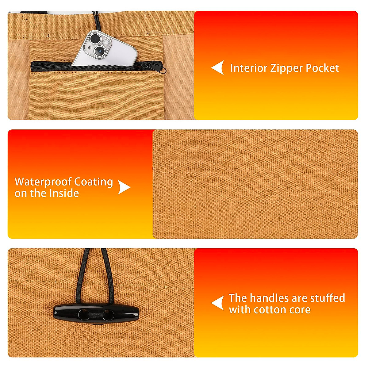 Aricsen Large Canvas Shopping Tote Bag with Handles for Women Gift Grocery Beach Holidays, Reusable Blank Clearance Eco Burlap Cloth Jute Fabric Handbag for Kitchen, Black & Brown