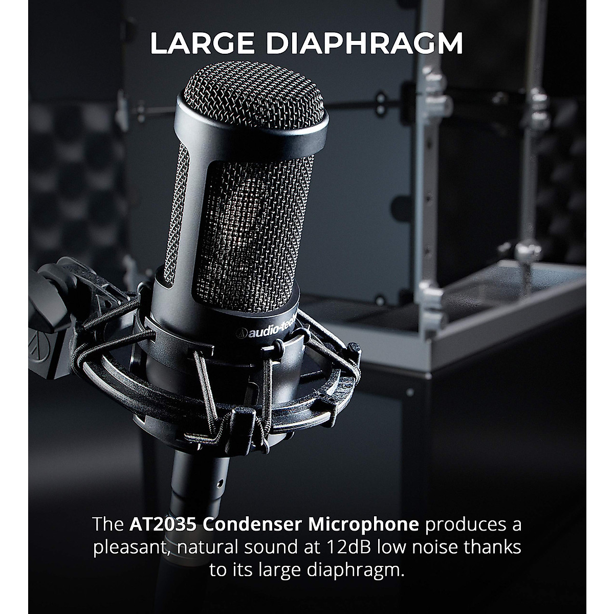 blucoil Audio Technica AT2035 Cardioid Condenser Microphone Perfect for Studio, Podcasting & Streaming, XLR Output Bundle Boom Arm Plus Pop Filter, and 2-Pack of 10-FT Balanced XLR Cables