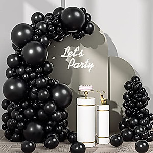 FOTIOMRG 110pcs Black Balloon Garland Arch Kit, 18 12 10 5 inch Black Latex Balloons Different Sizes Pack for Birthday Graduation Baby Shower Father's Day Party Decorations