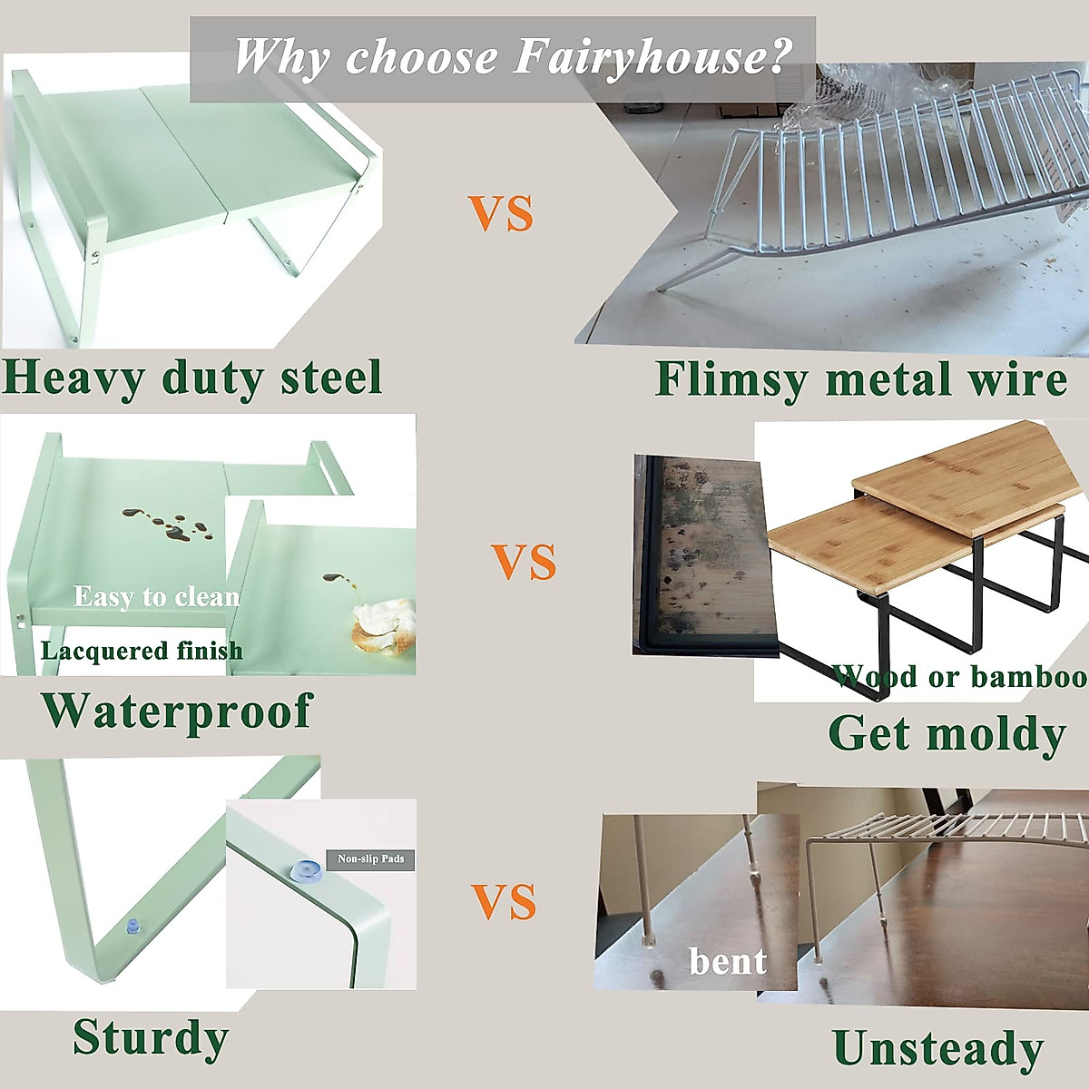 Fairyhouse Expandable Cabinet Organizer Shelf for Kitchen Countertop, Under Sink, Pantry Organization and Storage, Office Desk Shelf, Mint Green