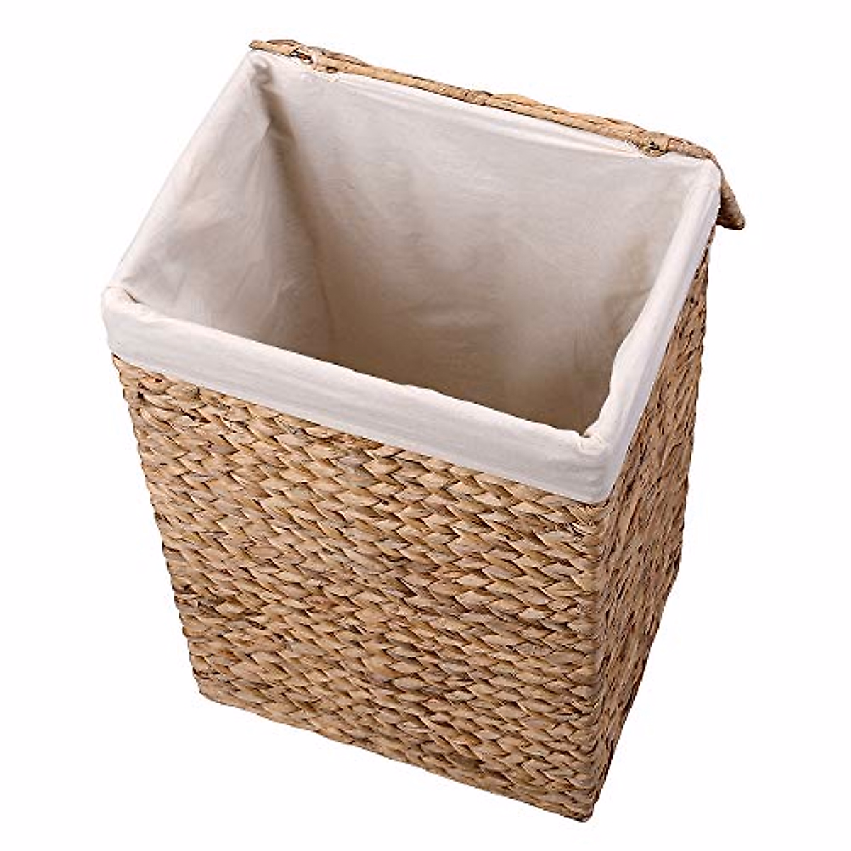 Handmade Wicker Laundry Hampers - Set of 2 Water Hyacinth Storage Baskets with Integrated Handles, Removable Liners, and Lids by Villacera (Natural)
