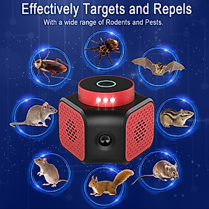 Mouse Repellent Ultrasonic Plug in, Mice Repellent Ultrasonic Rodent Control Squirrel Repellent Rat Repellent for House, Bat Removal Attic Home Basement Garage Rvs