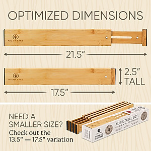 Bamboo drawer dividers expandable - wooden dividers separators Spring Loaded Drawer Organizer for Clothes, Kitchen Utensils, Bathroom and Dresser - Wood Dividers for Drawers [17.5" - 21.5"]