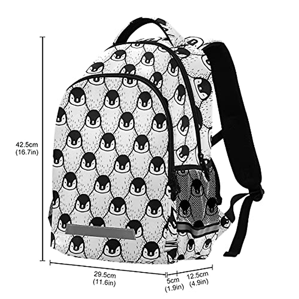 MNSRUU School Backpack with Chest Strap, Cute Penguin Print Laptop Backpack, Travel Hiking Backpack for Boys Girls, Rucksack, Knapsack
