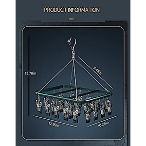 USNUANNU Sock Drying Rack with 26 Clips, Stainless Steel Sock Drying Rack for Indoor and Outdoor Socks, Bras, Underwear, Towels, Baby Clothes, Scarves, Diapers.Portable Laundry Drying Rack