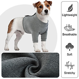 IDOMIK Dog Recovery Sleeve, Dog Surgery Recovery Suit Front Leg, Comfy Dog Joint Leg Sleeves After Surgery, Dog Elbow Braces Protector for Leg Injuries & Joint Pain, Dog Cone Collar Alternatives,Grey