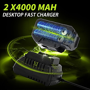 RYOJEGK 850N.m Cordless Impact Wrench Set, 1/2 inch 21V 640Ft-lbs Heavy Duty Impact Gun Kit, Brushless Llave De Impacto w/ 2 x 4.0Ah Battery, Pistola De Impacto for Home Car