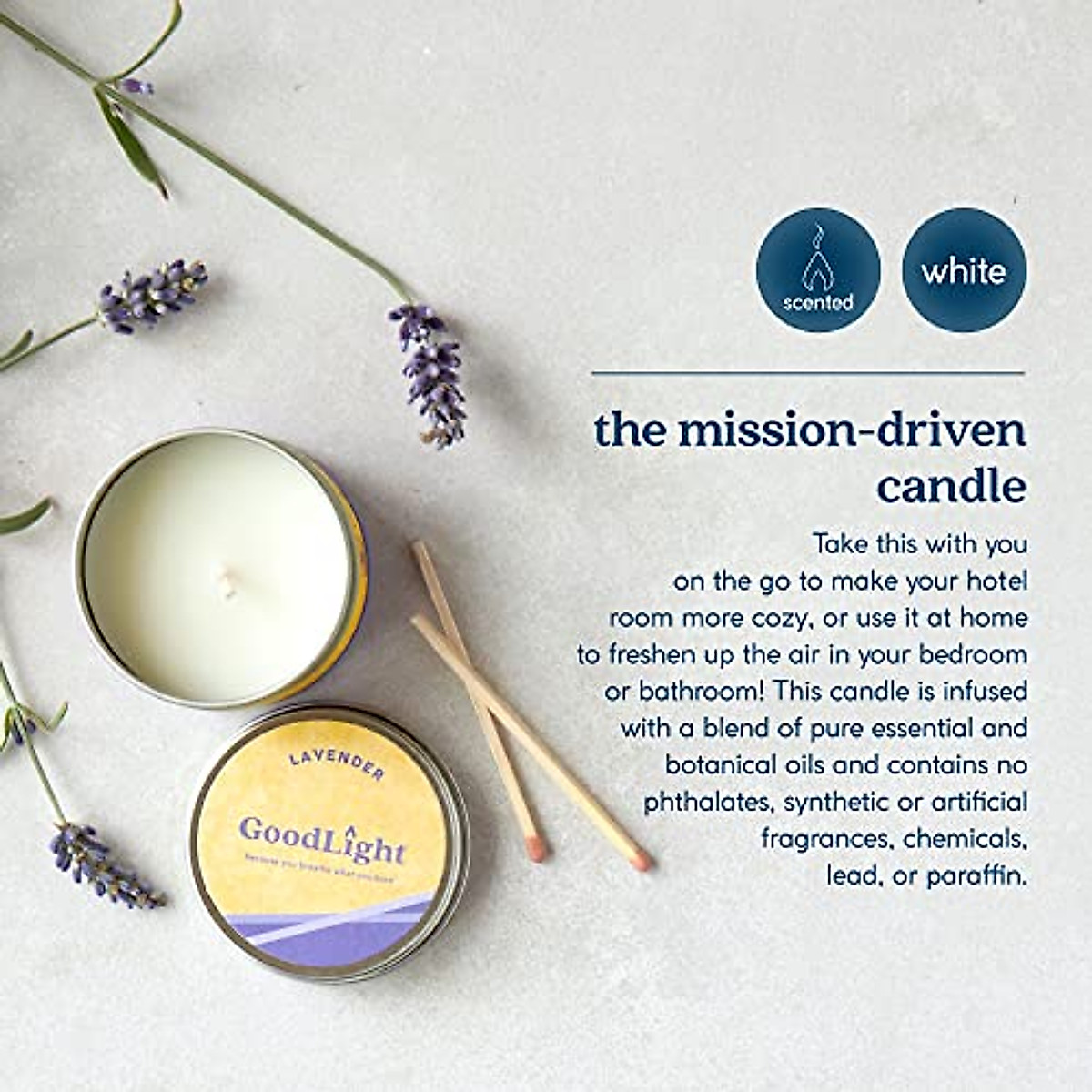 Paraffin-Free Scented Candle, Tin Candles, Birthday Gifts for Women & Men, 30-Hour Burn Time (Lavender, 6 oz)