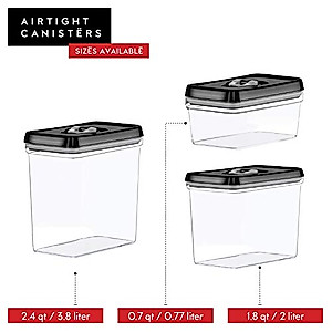 DWËLLZA KITCHEN Large Airtight Food Storage Containers - Bulk Food Pantry & Kitchen Storage Containers for Sugar, Flour and Baking Supplies - 4 PC Set, Clear Plastic BPA-Free, Keeps Fresh & Dry