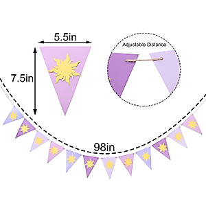 WAWOO Highchair Banner for 1st Birthday - Purple Sun Flag Banner, Purple Sun Hanging Bunting Banner, Purple Sun Birthday Party, Photo props,Purple Birthday Decoration (Flag Banner)