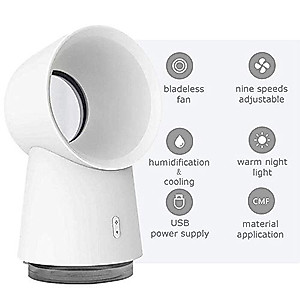 3 in 1 Bladeless Mini Desktop Fan with Cooling Humidifier and LED NightLight f