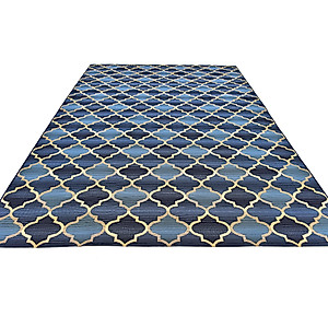 Unique Loom Outdoor Trellis Collection Area Rug - Eden Trellis (8' x 11' 4" Rectangle, Blue/ Beige)