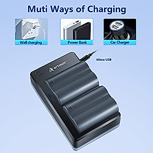 Artman BP-511/BP-511A Battery 2-Pack 2200mAh and Dual Micro USB Charger for Canon EOS 5D, 50D, 40D, 20D, 30D, 10D, Digital Rebel 1D, D60, 300D, D30, G5, Pro 1, G2, G3, G6, G1, Pro90