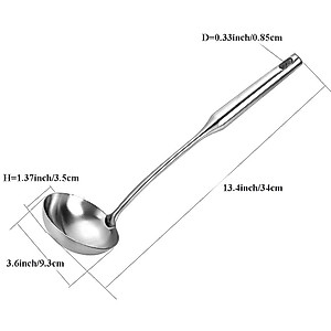 TBWHL Metal Soup Ladle 304 Stainless Steel Gravy Sauce Ladle with Long Handle for Kitchen 13.4"
