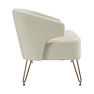 Krinana Velvet Loveseat Sofa Couch with Solid Wood Frame, Modern 2 Seater Sofa with Gold Metal Legs, 2-Seat Sofa for Living Room Bedroom Office Hotel Apartments (Cream White)