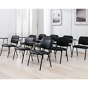 HNY Black Tablet Arm Chairs Set of 15, Mesh Office Waiting Room Chairs Guest Nesting Stacking Chairs, Reception Chairs with Flip-Up Table Conference Chairs for School Classroom Training Meeting Room