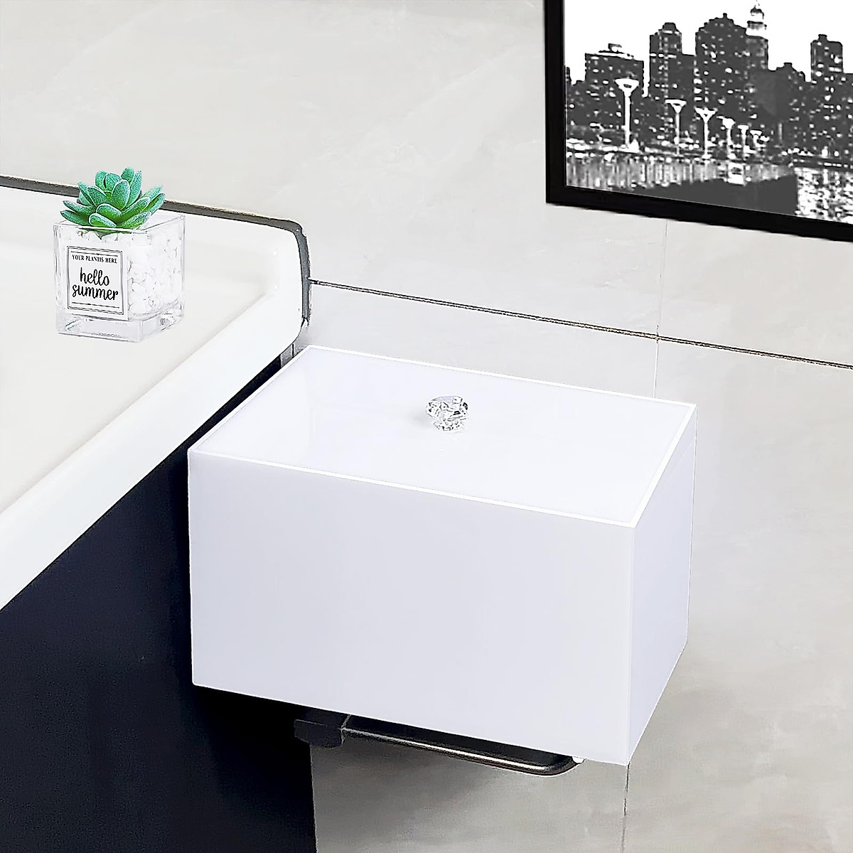 DELIPPLY Tampon Box for Bathroom, Tampons and Pads Storage Holder, Women Period Organizer Container, White