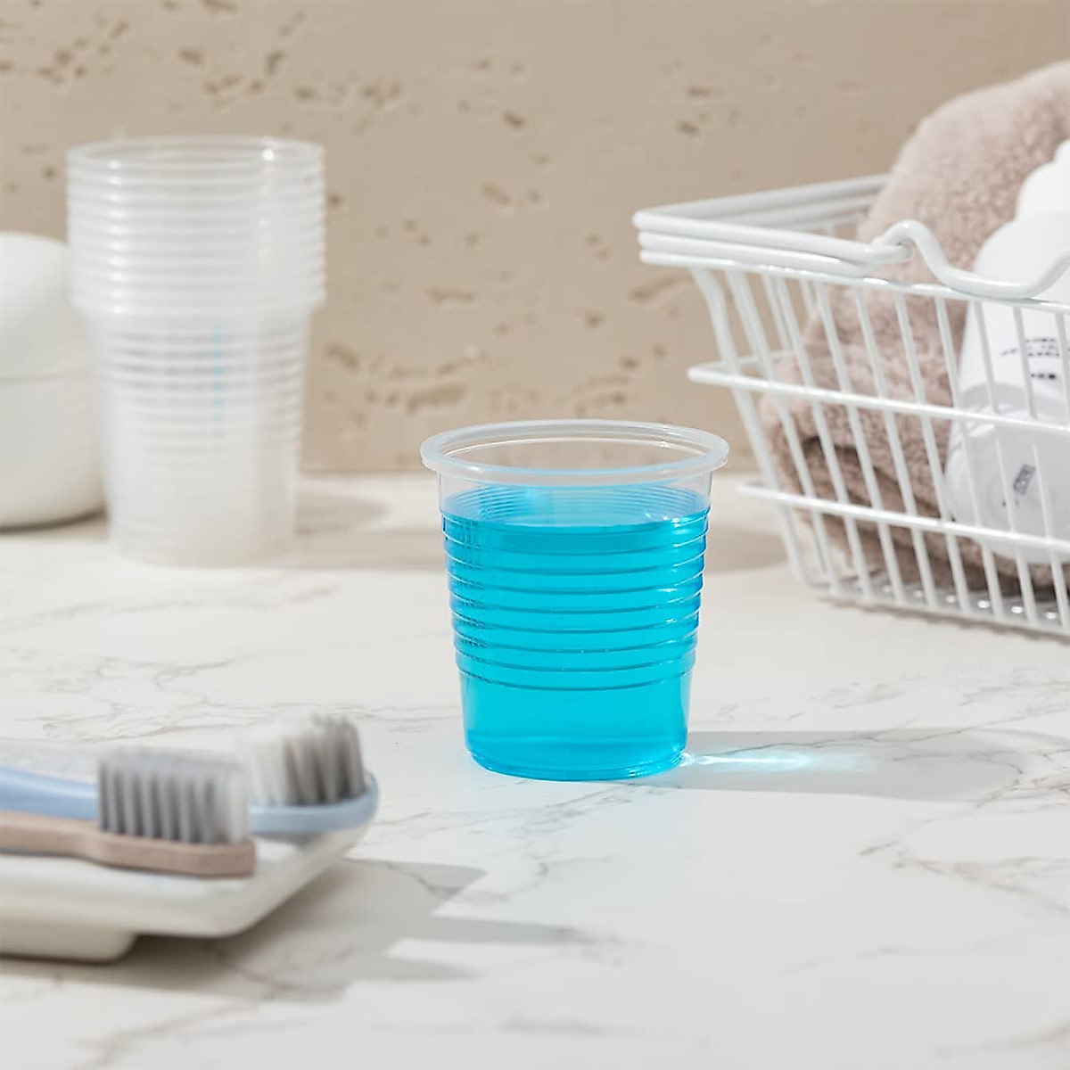 SIUQ 600 Pack 3 oz Clear Plastic Cups, Disposable Bathroom Mouthwash Cups, Small Plastic Drinking Cups for Ice Tea, Tasting, Party, Picnic, BBQ, Travel and Event