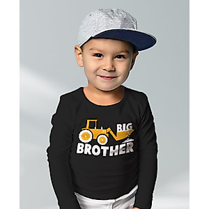 Tractor Big Brother Shirt Baby Reveal Sibling Boy Kids Long Sleeve T-Shirt 3T Black