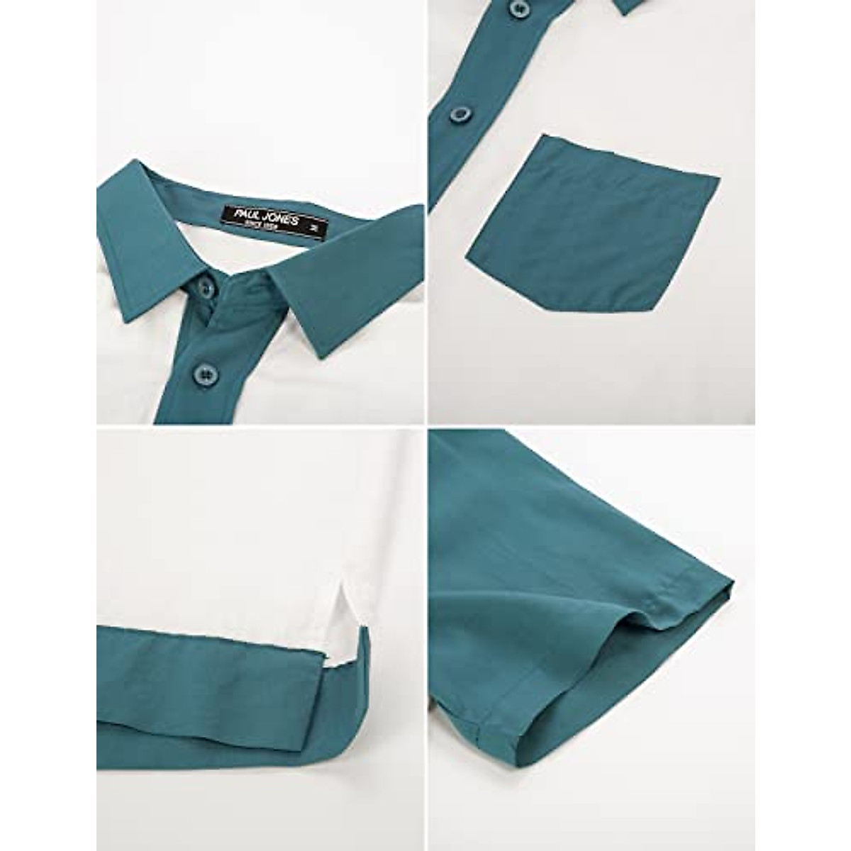 PJ PAUL JONES Men 50s Retro Bowling Shirt Short Sleeve Summer Beach Shirt White, Small