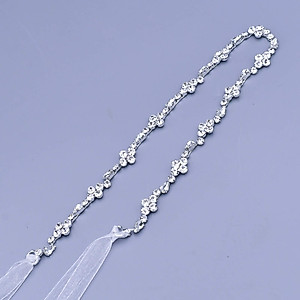 ULAPAN Rhinestone Bridal Belt Thin Silver Wedding Belt bridesmaid belts for Dresses Belts for Women Wedding(S305)