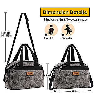 HOMESPON Insulated Lunch Bag Wide Open Design Reusable Cooler Tote Box with Adjustable Shoulder Strap For Woman Man（Gray）