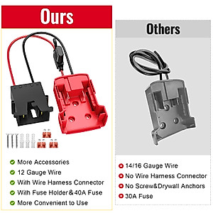 Azocek Power Wheels Adapter for Milwaukee M18 Battery with Wire Harness Connector Compatible with 12 Volt Power Wheels, 12AWG Wire with 40A Fuse