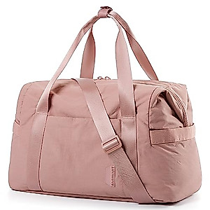 BAGSMART Gym Bag for Women, Carry on Weekender Overnight Bag, Travel Duffel Bags with Trolley Sleeve, Personal Item Travel Bag Tote Bag Workout Dance Bag, Dark Pink