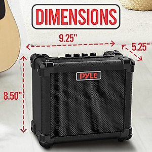 Pyle Portable Electric Guitar Amp, 10W Wall Powered Mini Amplifier with 5" High Definition Speaker, Distortion, Headphone Out