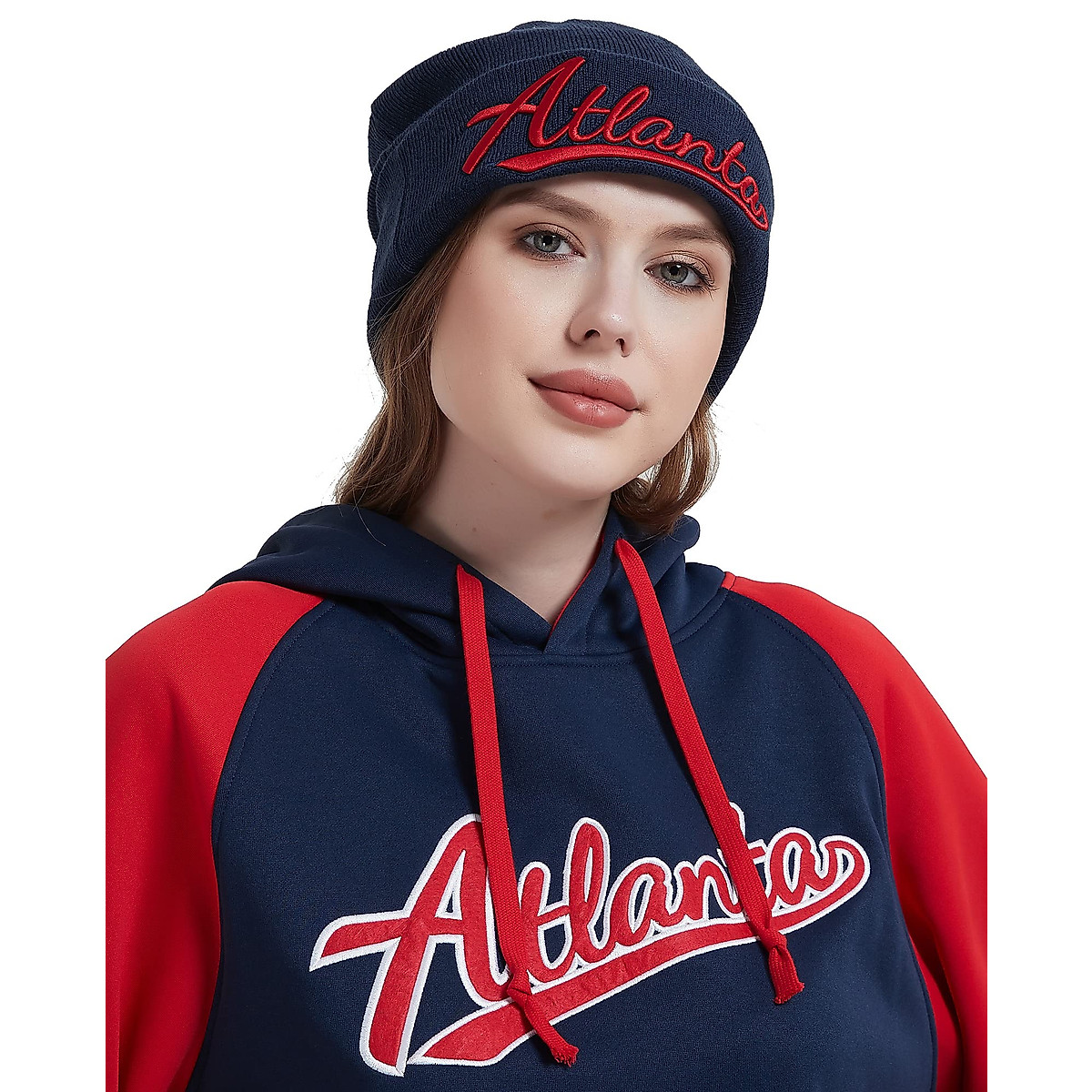 Atlanta 3D Embroidery Classic Cuffed Knit Hat Beanie Toque Skull Cap - Navy OneSize