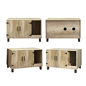 TaoHFE Litter Box Enclosure Cat Litter Box Furniture Hidden with Cat Scratch Pad Decorative Farmhouse Wooden Cat Box Furniture Litter Box Cabinet,Oak