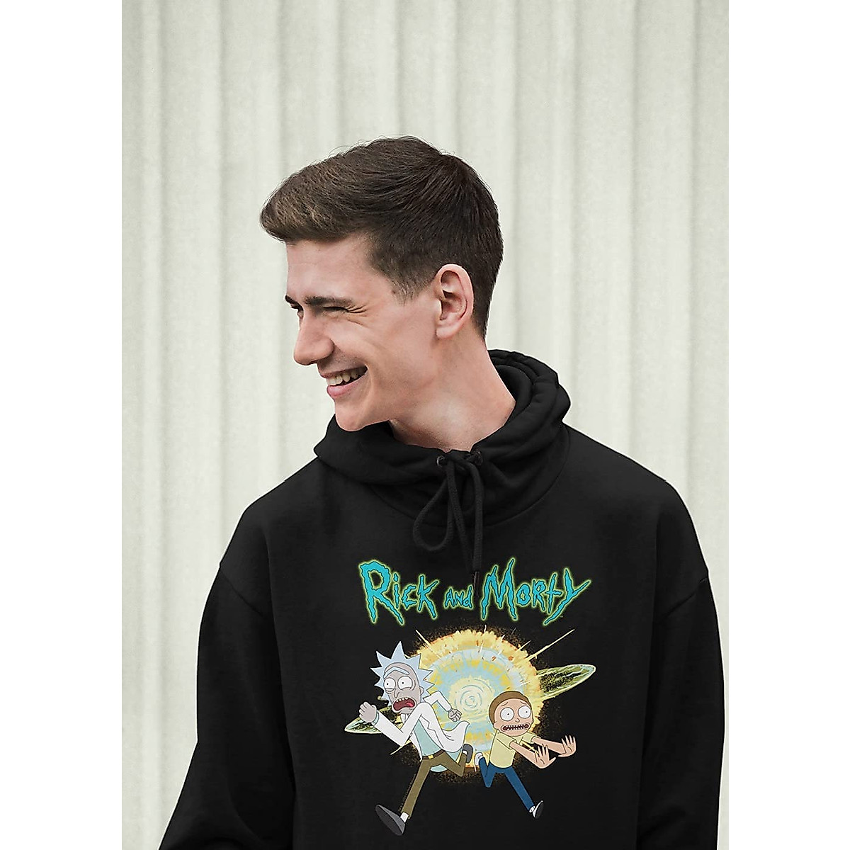 Ripple Junction Rick and Morty Adult Unisex Explosion with Logo Pull Over Fleece Hoodie Black 4XL