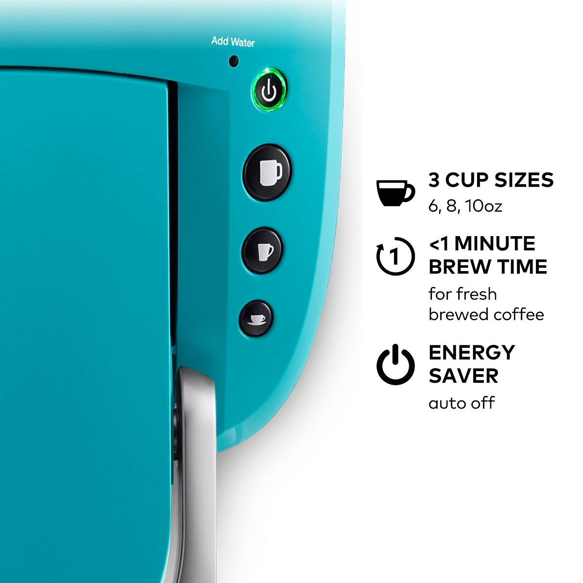 Keurig K-Compact Single-Serve K-Cup Pod Coffee Maker, with 3 Brew Sizes, Smart Start Feature, 36oz Removable Reservoir, Turquoise