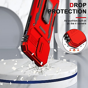 AUPAI for iPhone 14 Pro Max Case with Slide Camera Cover and Screen Protector, Heavy Duty Military Grade Protective Phone Case with Kickstand for Apple iPhone 14 Pro Max Red