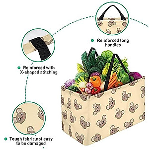 Funny Animal Print Large Capacity Laundry Organizer Tote Bag - Reusable and Foldable Oxford Cloth Shopping Bags