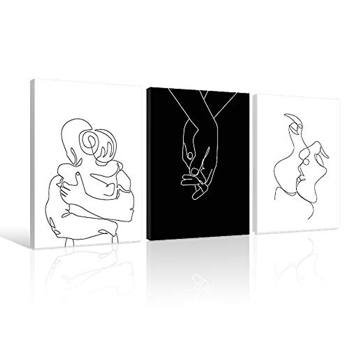 Minimalist Black and White Canvas Wall Art Love Painting for Couples Bedroom Line Drawing Art Poster Prints Framed Artwork Pictures Bathroom Living Room Wall Decor Ready to Hang