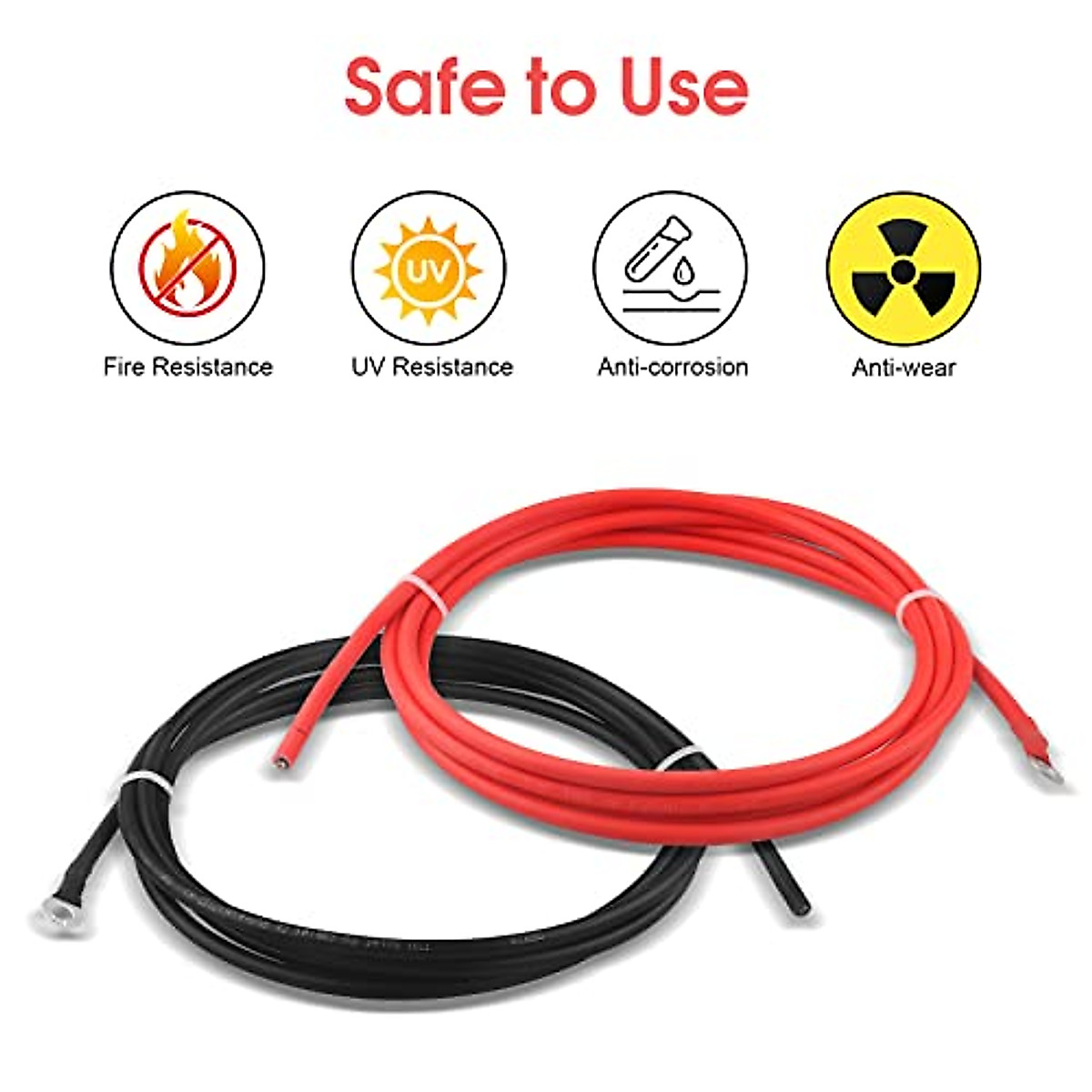 PAEKQ 10 Gauge Tray Cables Solar 10AWG(6mm²) Power Inverter Battery Cables PV Tinned Copper Electrical Wire with O-Type Terminal for Solar Panel Marine Boat RV Automotive Harness Wiring(10FT)