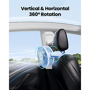 Gaiatop Mini Portable Stroller Fan, Battery Operated Small Clip on, Detachable 3 Speed Rechargeable, 360° Rotate Flexible Tripod Better Cooling for Car Seat Crib Treadmill Travel Blue