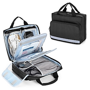 Trunab Utility Nurse Case Padded Stethoscope Case, Hold Two Stethoscopes/BP Cuffs and Nurse Accessories, Small Empty First Aid Bag for Nurses, Doctor, Black (Patent Design)